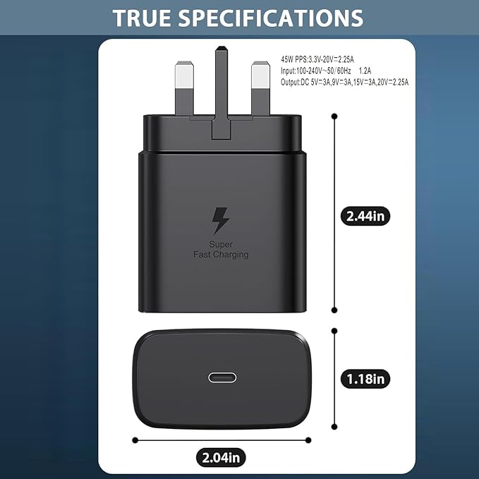 Samsung Super Fast Charger USBC Plug 2.0,45W USB Type C Plug Fast ...